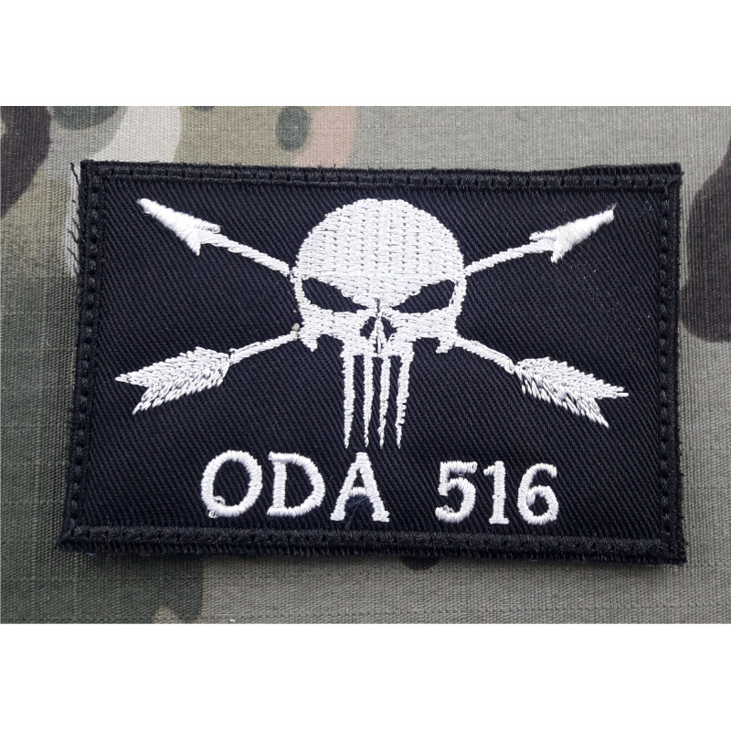 PATCH ODA 516 THE PUNISHER BLACK VELCRO 70X50 mm